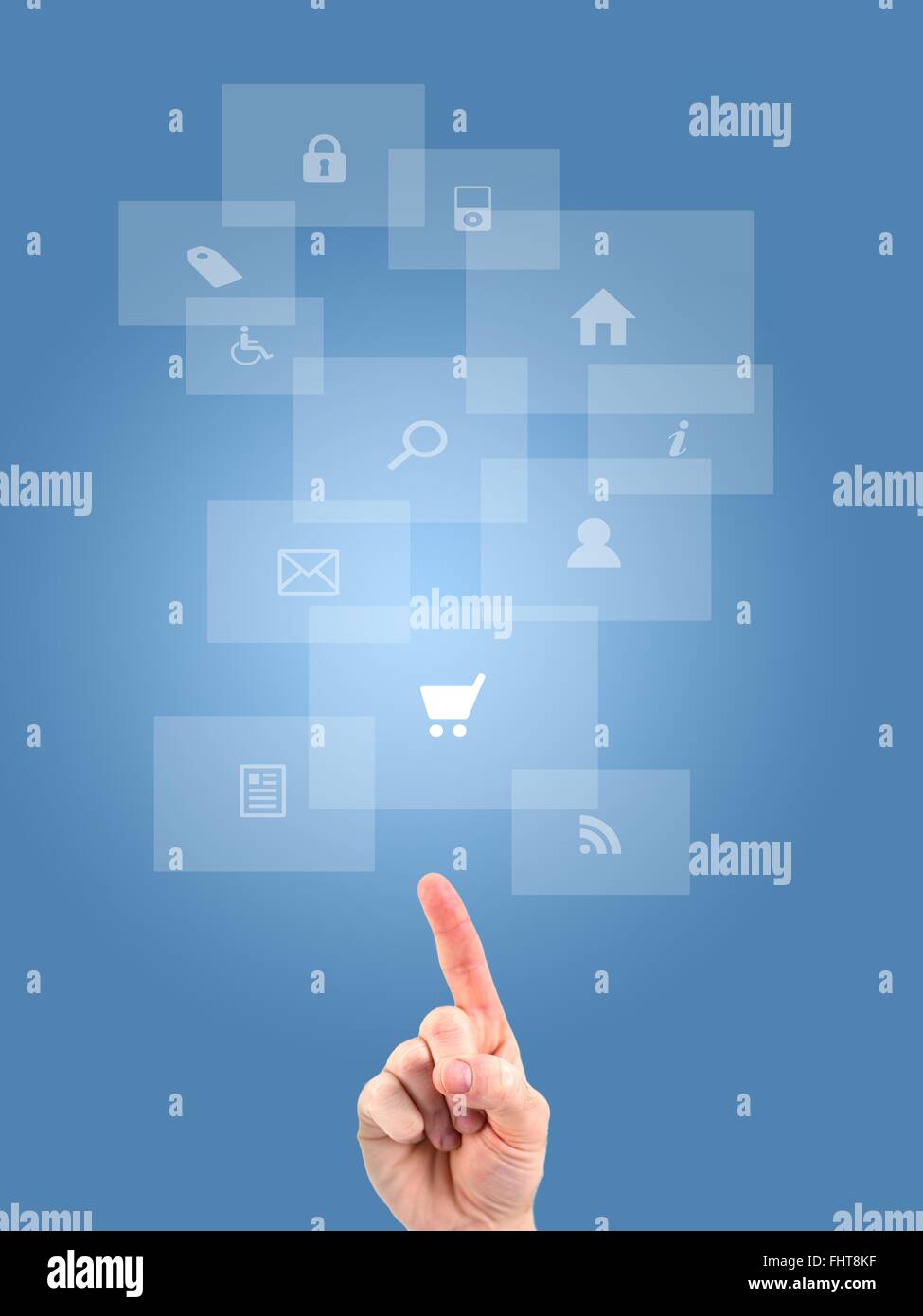A modern touch screen on a blue background Stock Photo - Alamy