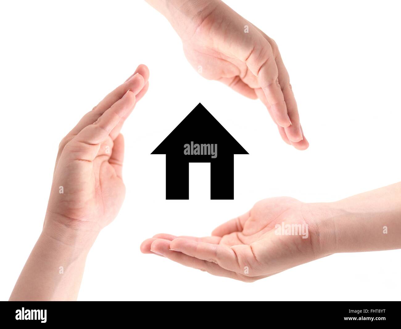 Female hands making a shape for protection Stock Photo - Alamy