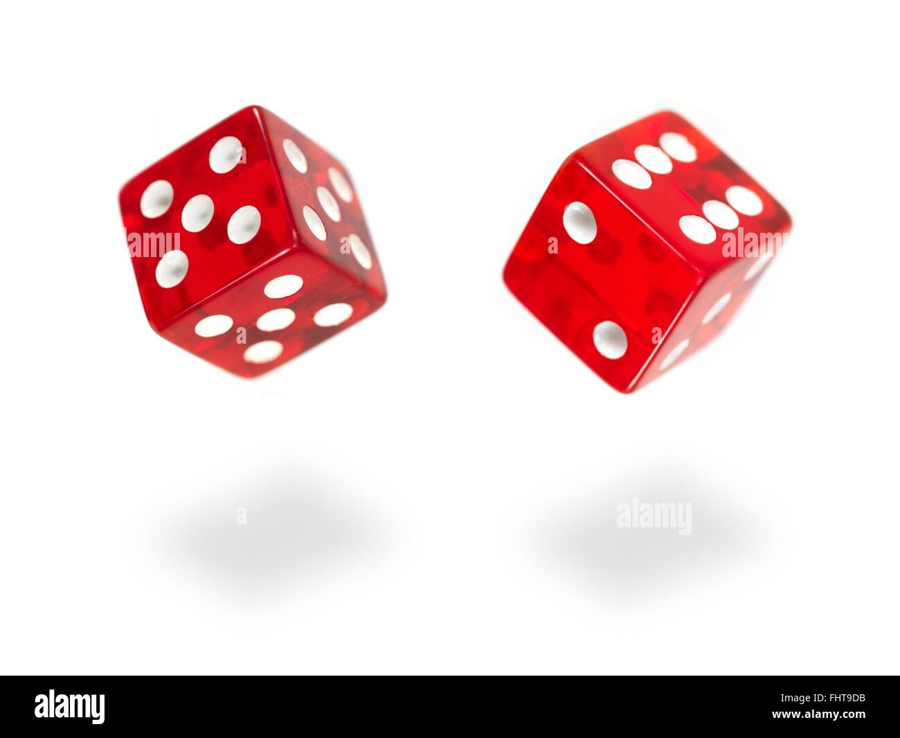Red die isolated against a white background Stock Photo - Alamy