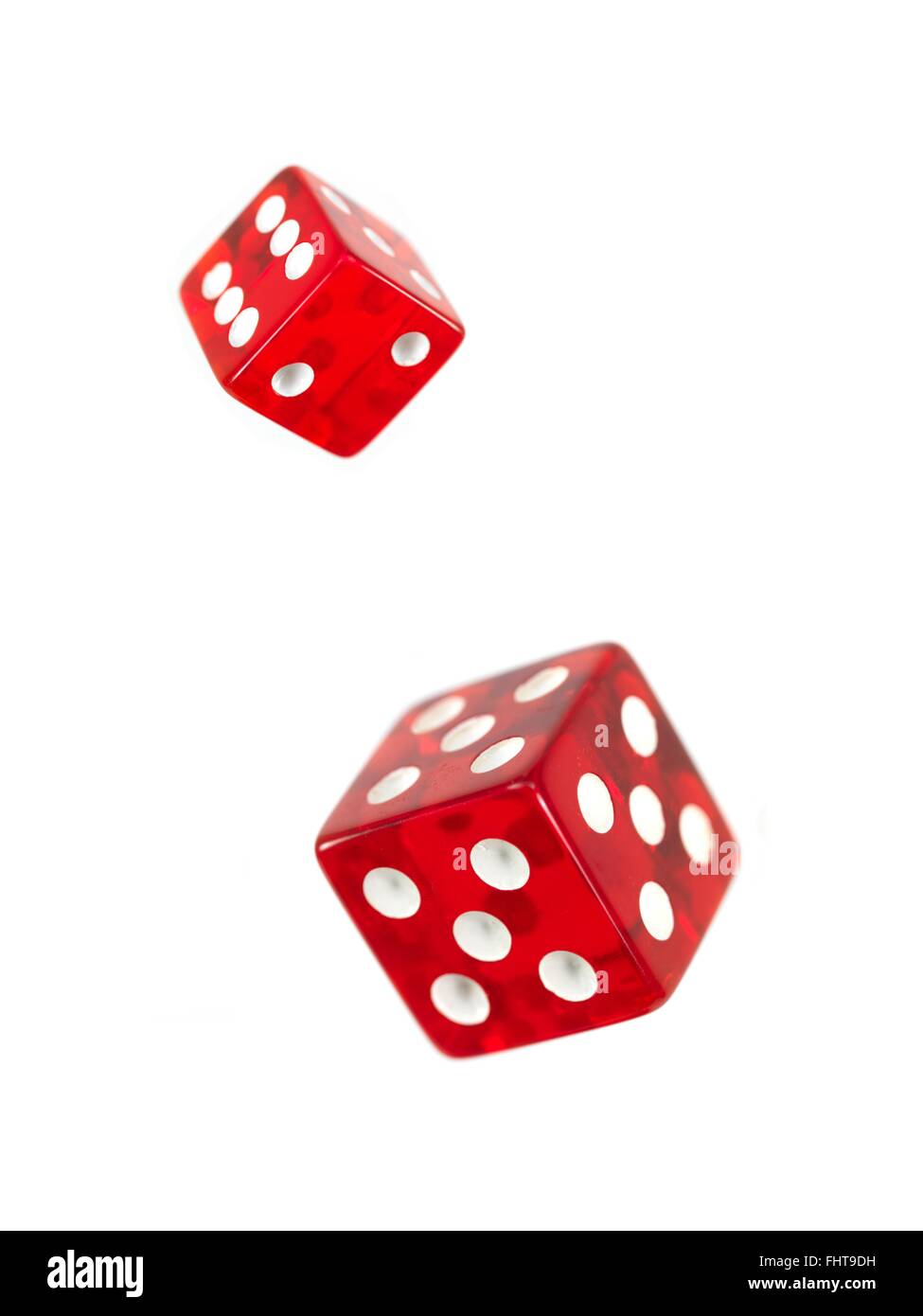 Red die isolated against a white background Stock Photo - Alamy