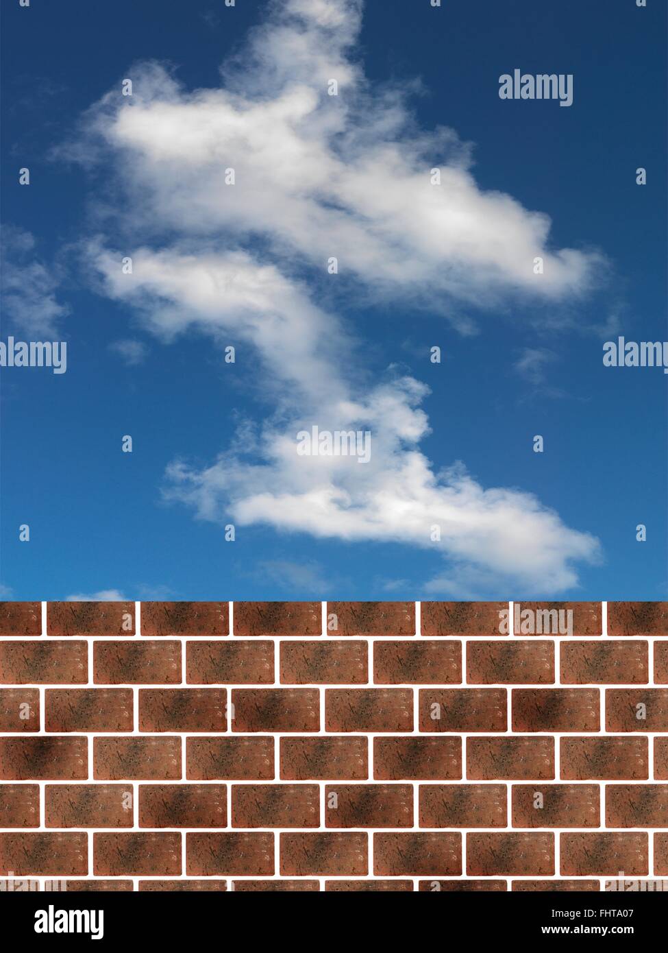 A cloudy blue sky over a brick wall Stock Photo - Alamy