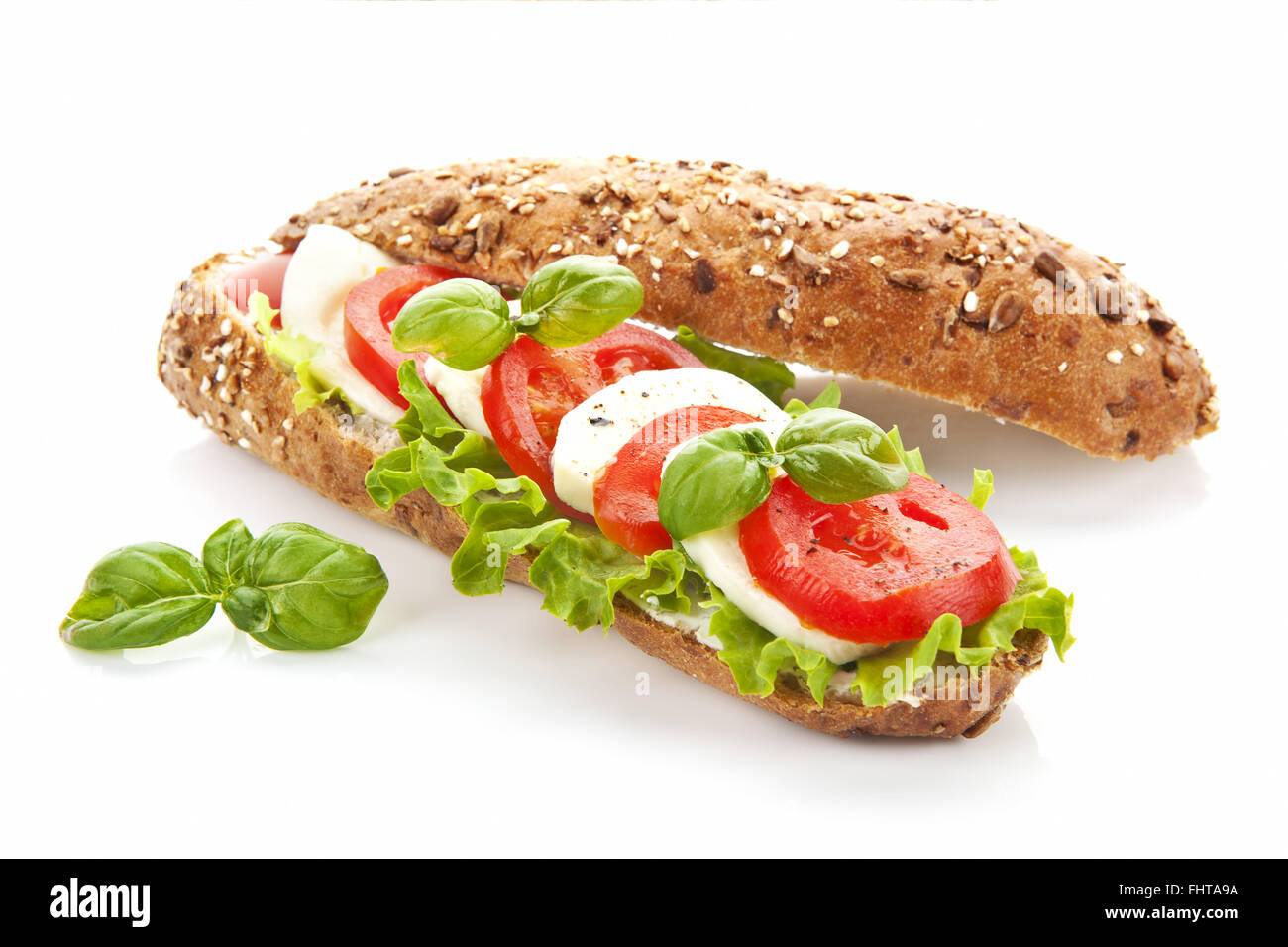 Baguette caprese isolated Stock Photo - Alamy