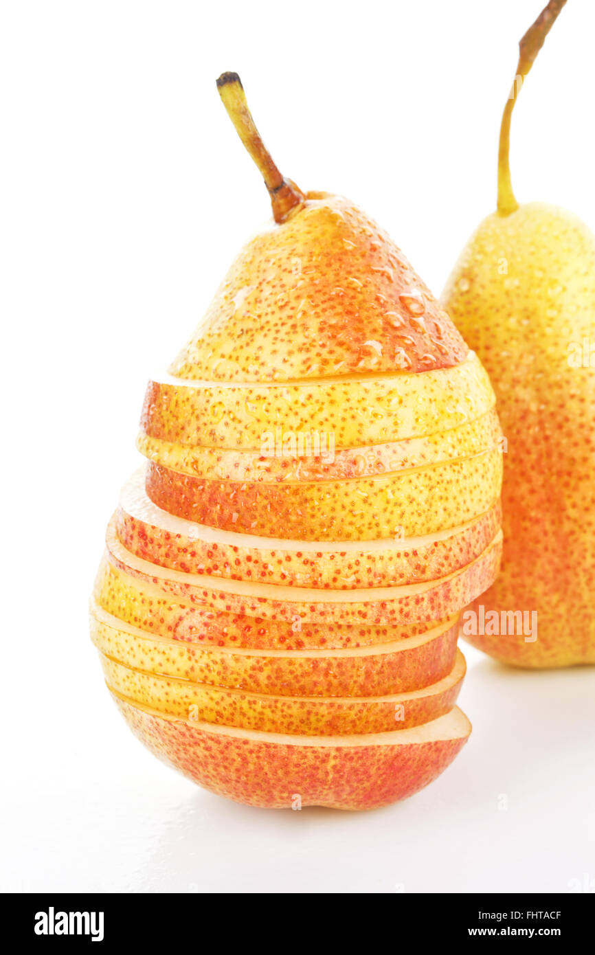 Pear slices isolated Stock Photo - Alamy