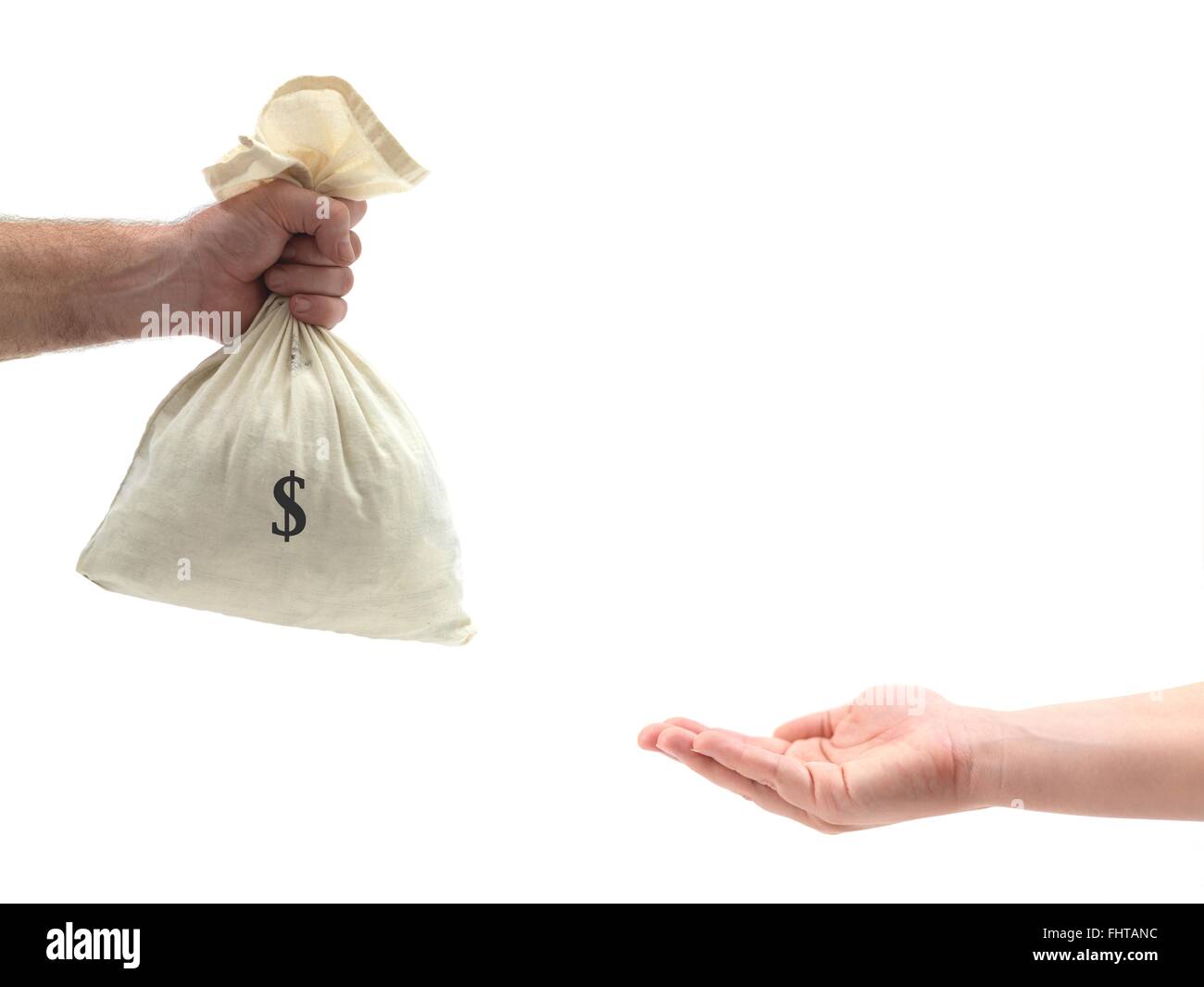 A bag of money being exchanged Stock Photo - Alamy
