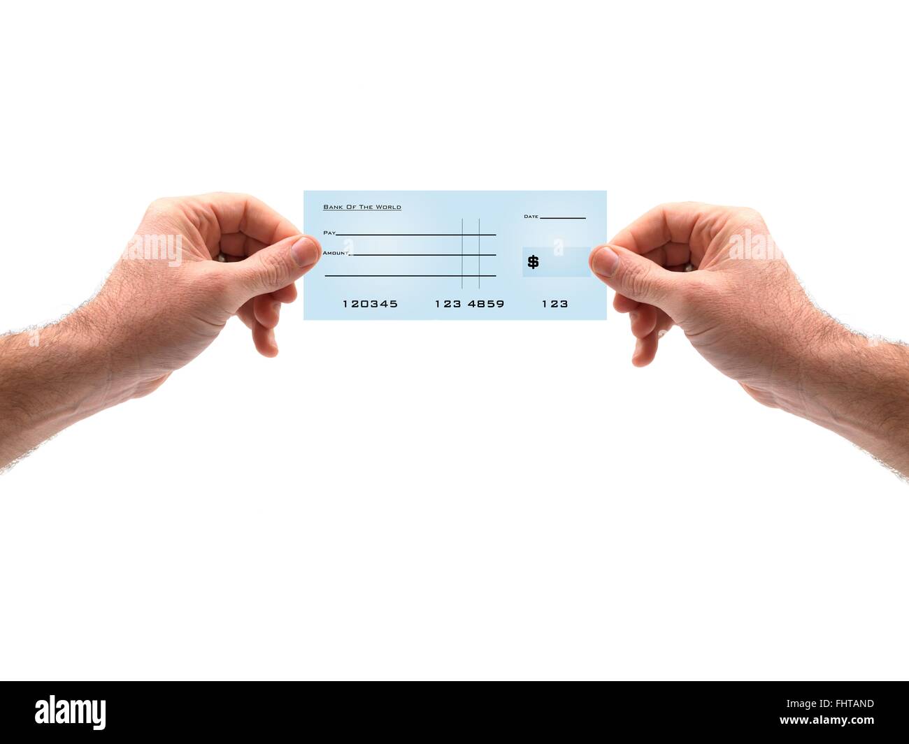 Male hands holding a blank bank check Stock Photo - Alamy