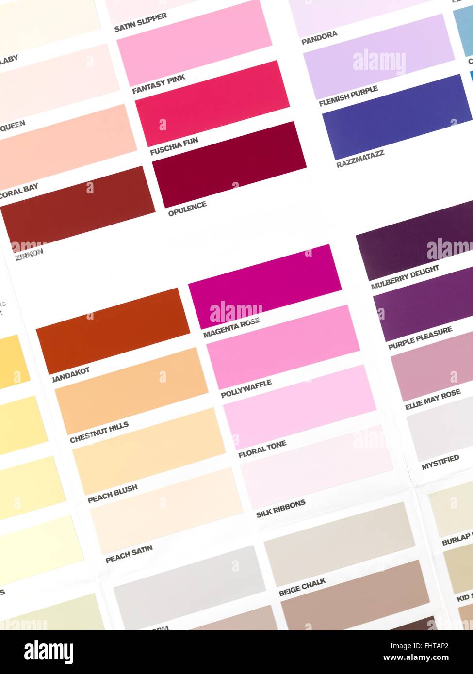 A color paint chart showing modern colors Stock Photo - Alamy