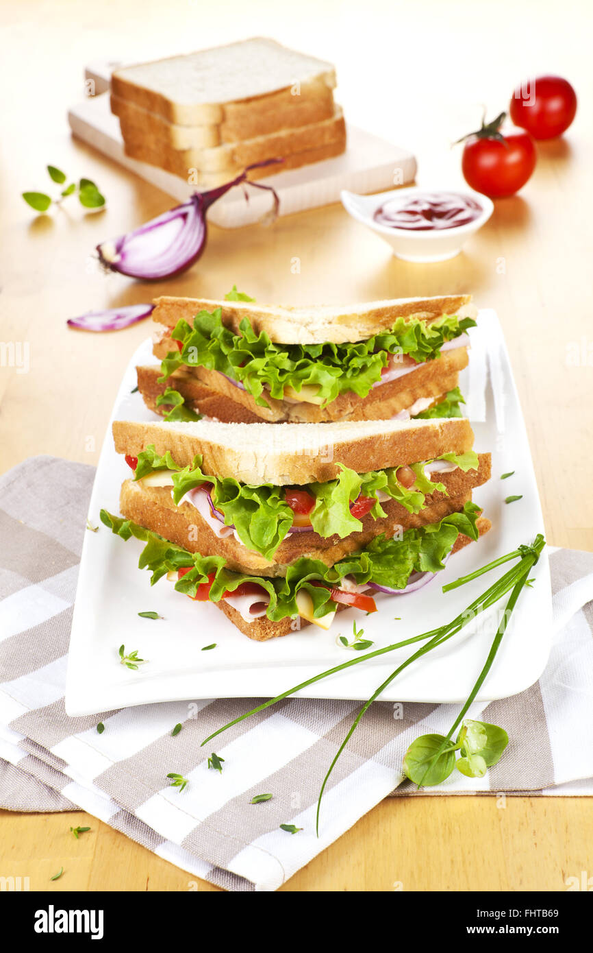 Sandwiches ham salad leaves hi-res stock photography and images - Alamy
