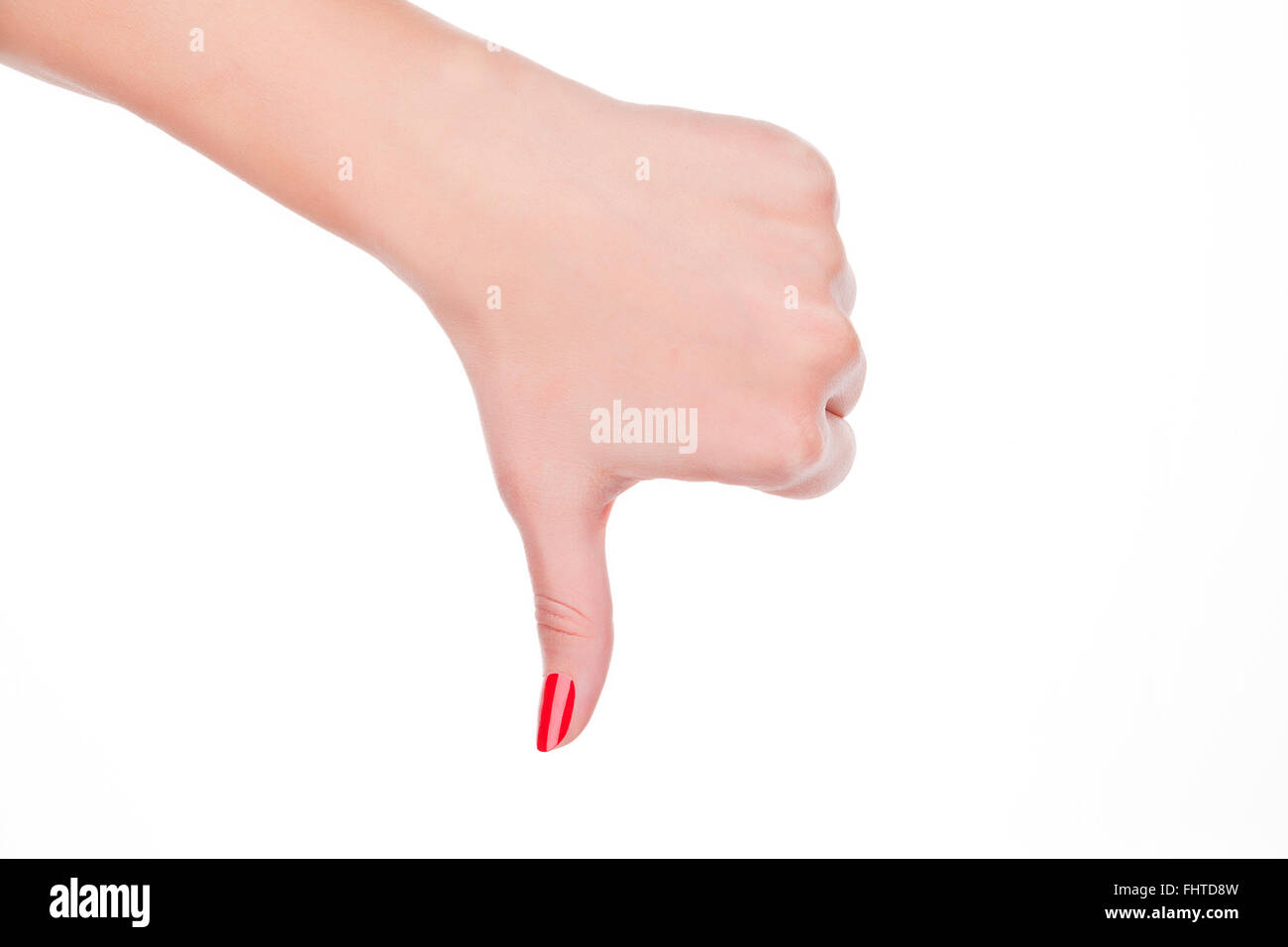 Female hand showing thumbs down symbol Stock Photo - Alamy