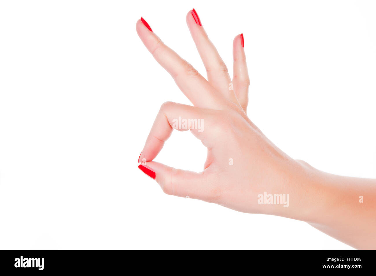 Female hand showing the OK sign Stock Photo - Alamy