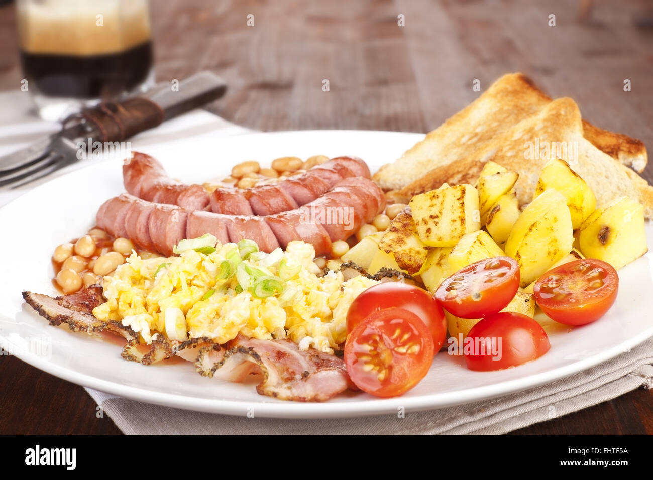 English breakfast, rustic style Stock Photo - Alamy