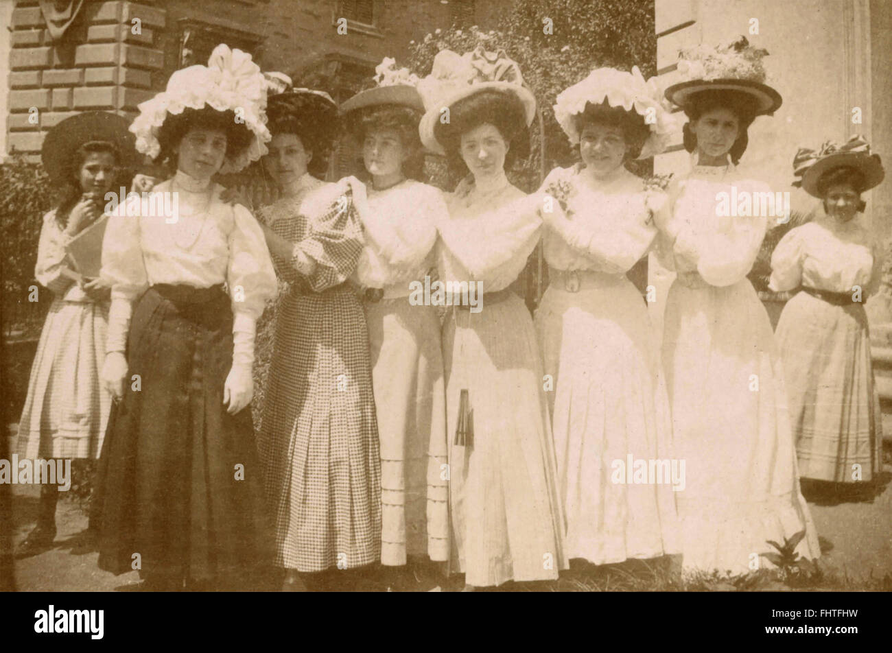 Group of girls lined up Stock Photo - Alamy