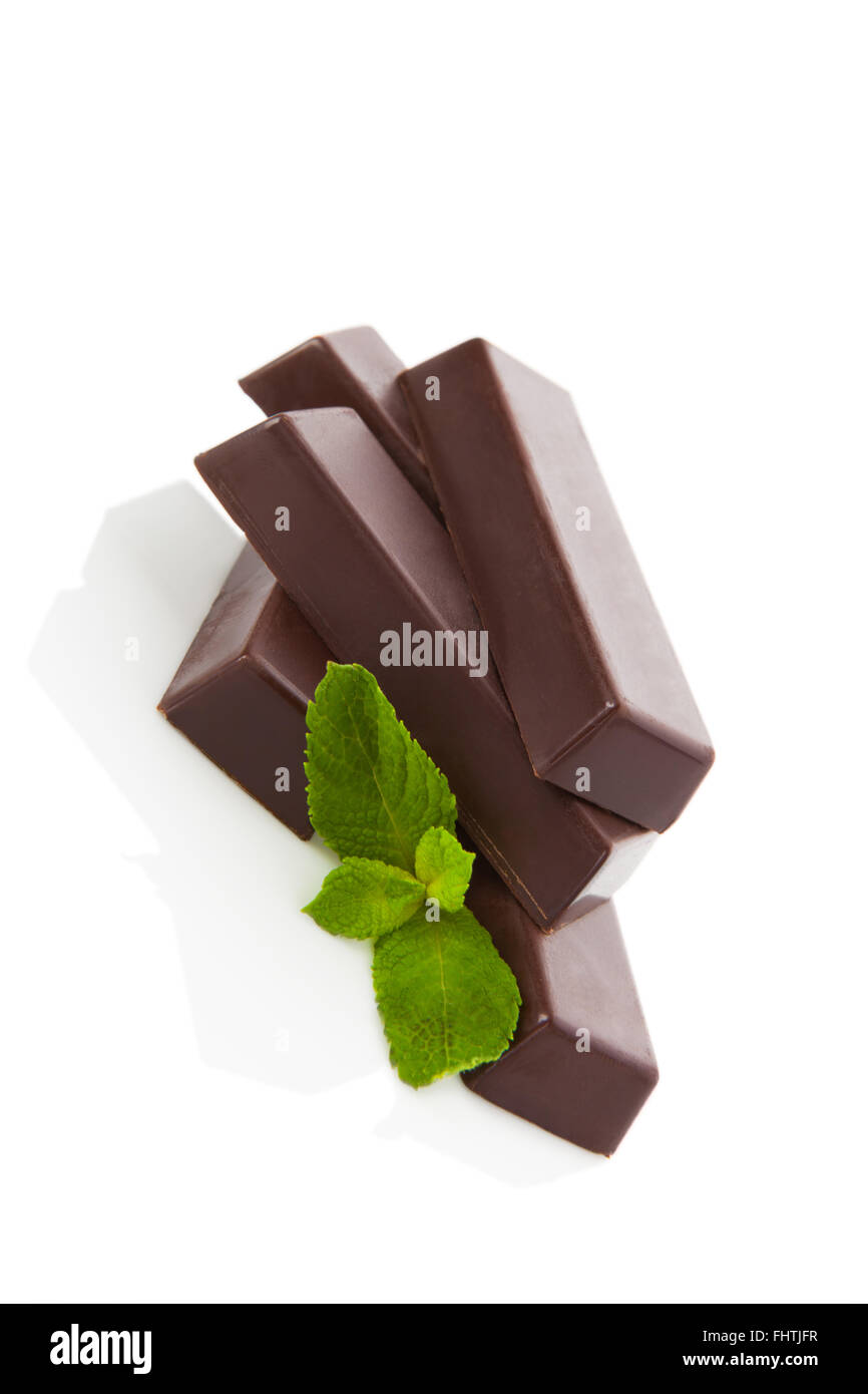 Chocolate bar with mint Stock Photo - Alamy