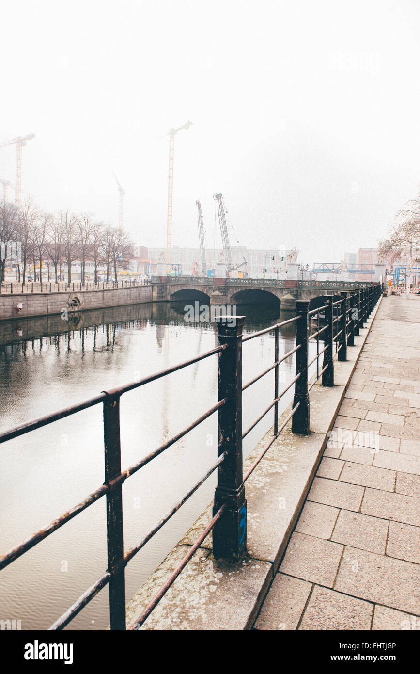 A brige in Berlin with construction in the back Stock Photo - Alamy