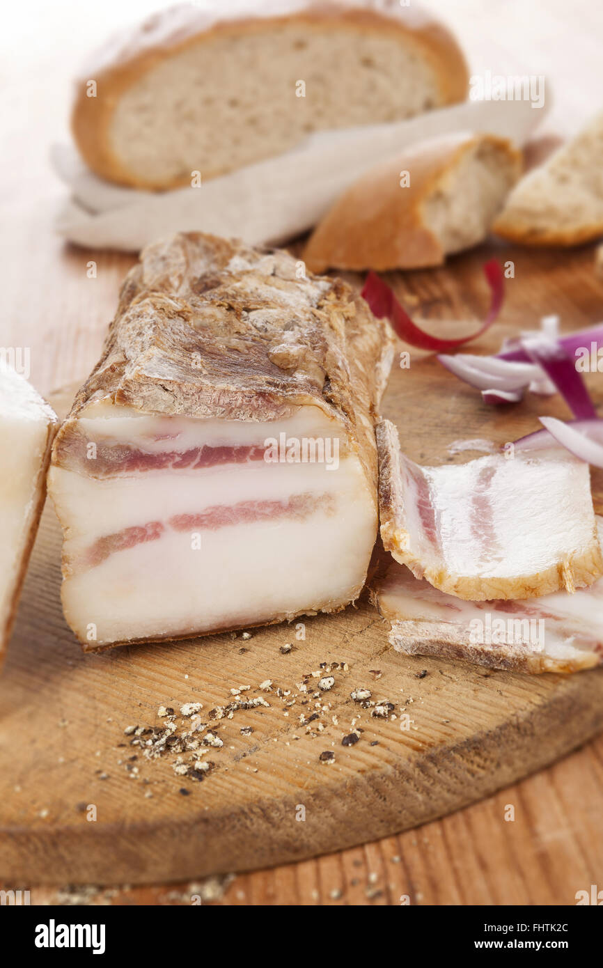 Traditional bacon background Stock Photo - Alamy