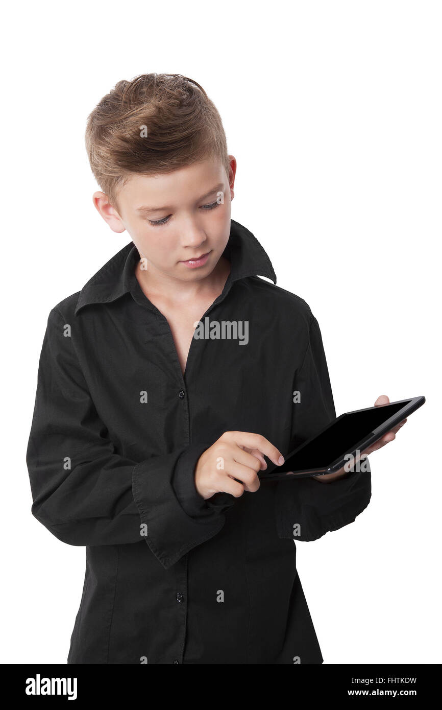Boy using his tablet Stock Photo - Alamy
