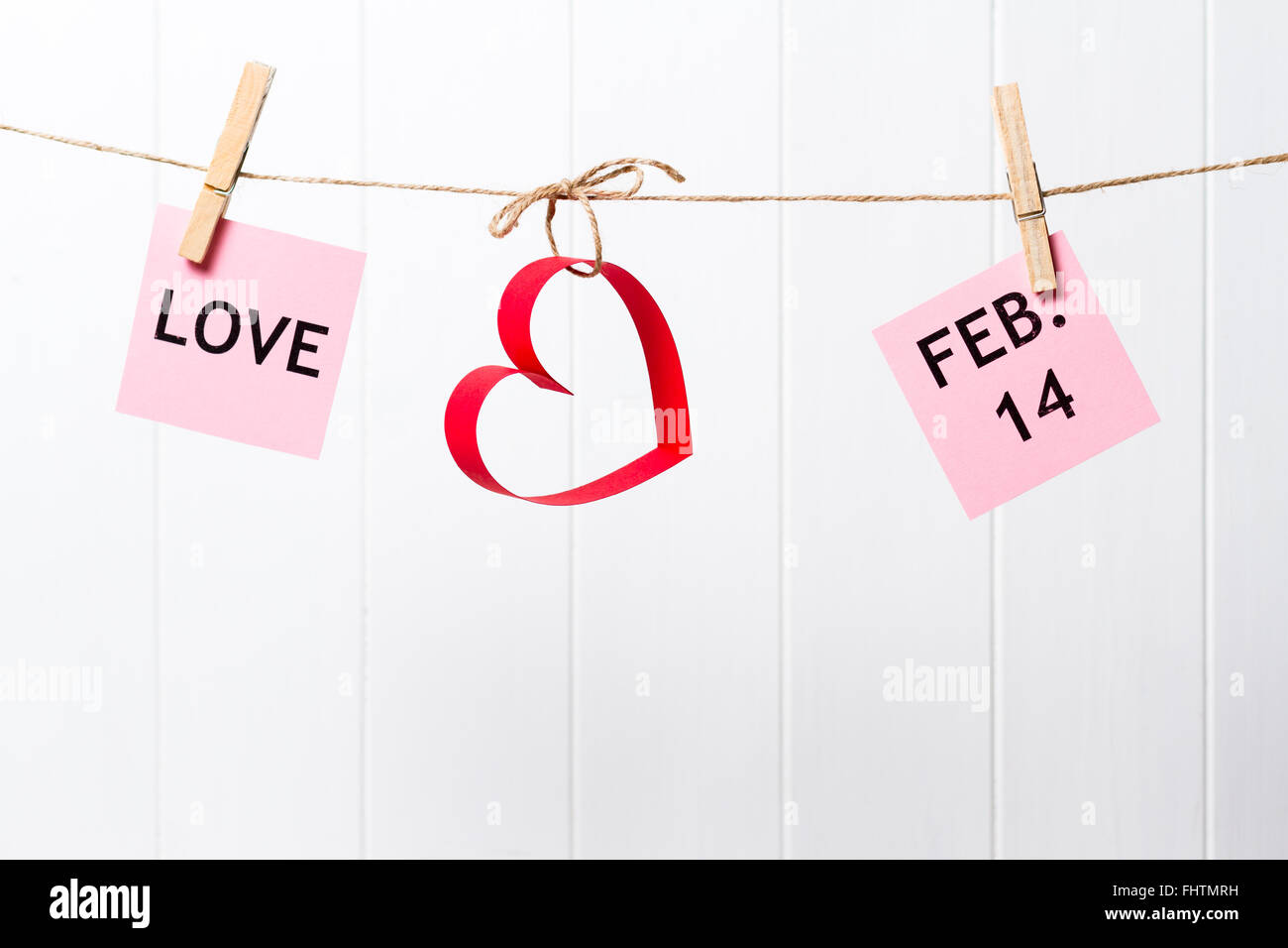Paper heart with LOVE sign and date February 14 - concept for Valentine ...
