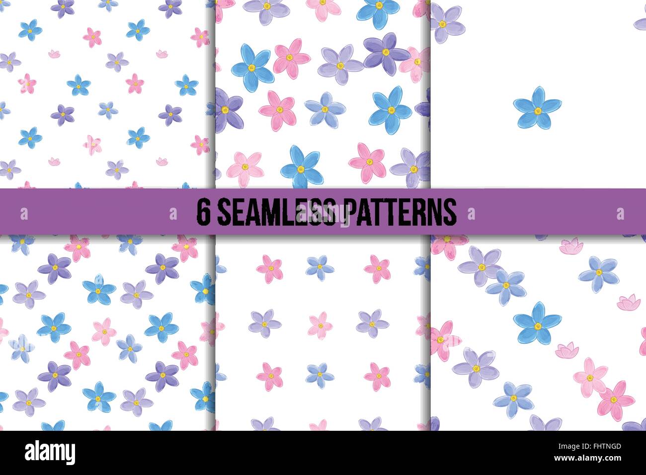 Seamless forget-me-not pattern set Stock Vector Image & Art - Alamy