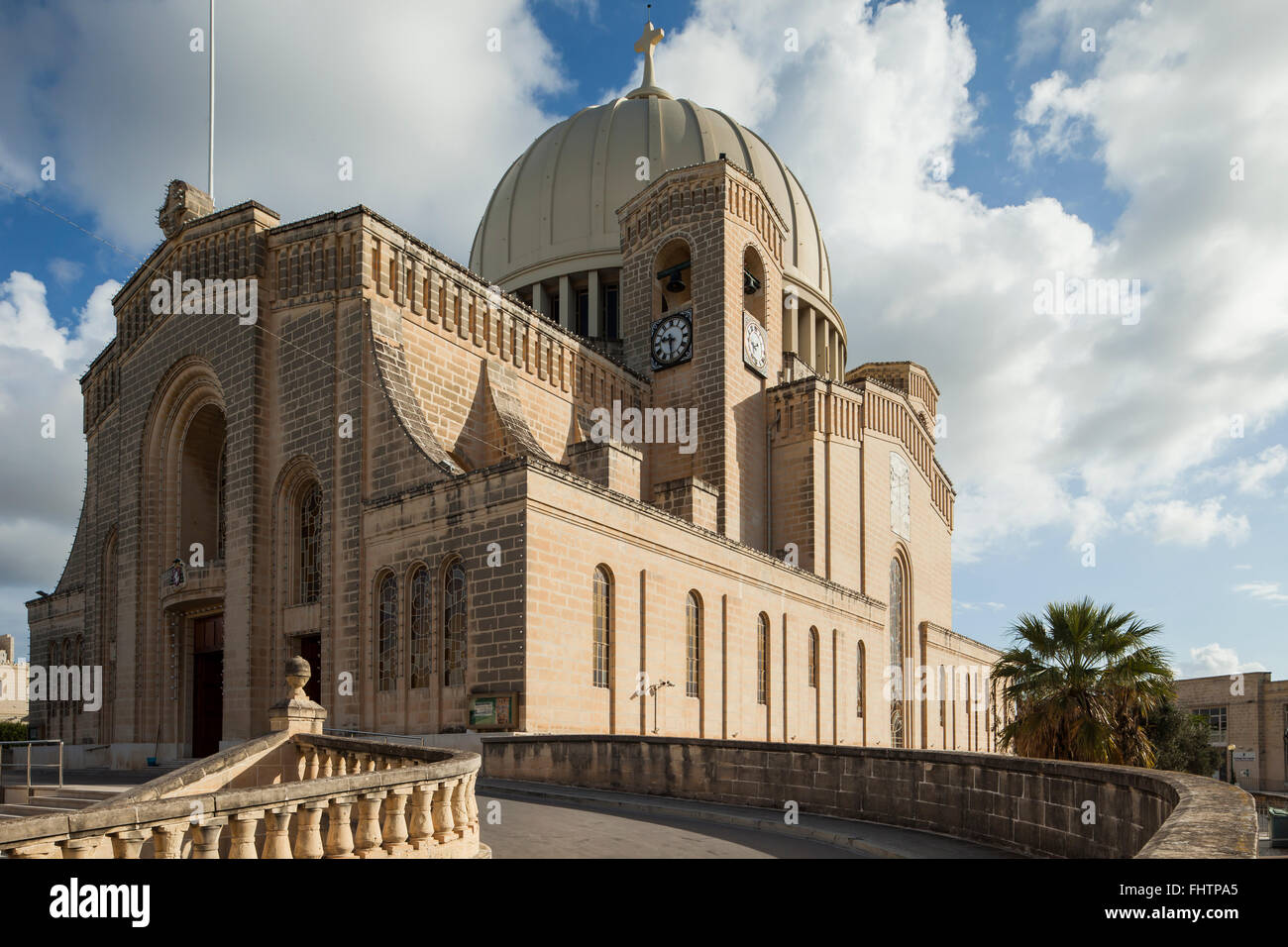 Morning in Qormi, Malta. Church of St Sebastian Stock Photo - Alamy