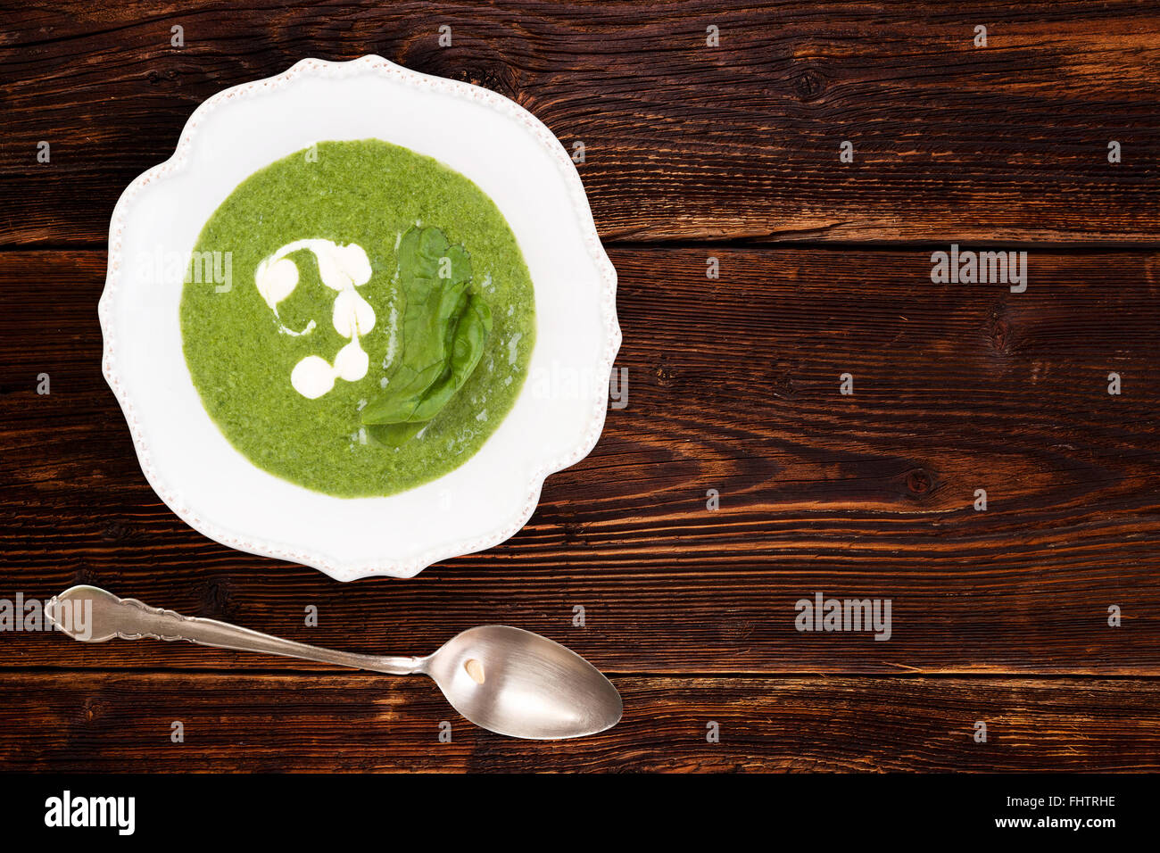 Spinach soup background with copy space Stock Photo - Alamy
