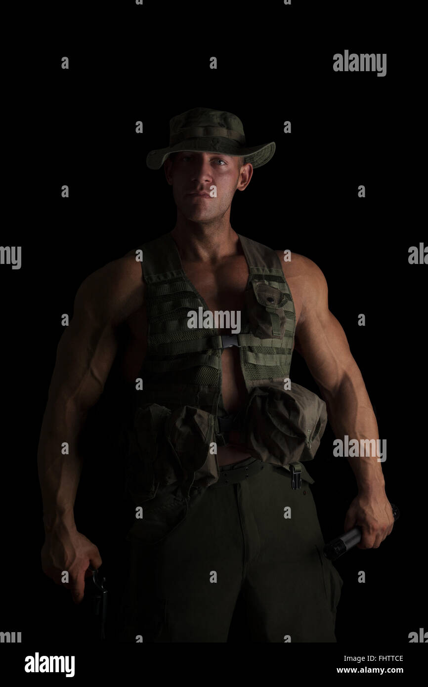 Muscular caucasian man gun hi-res stock photography and images - Alamy
