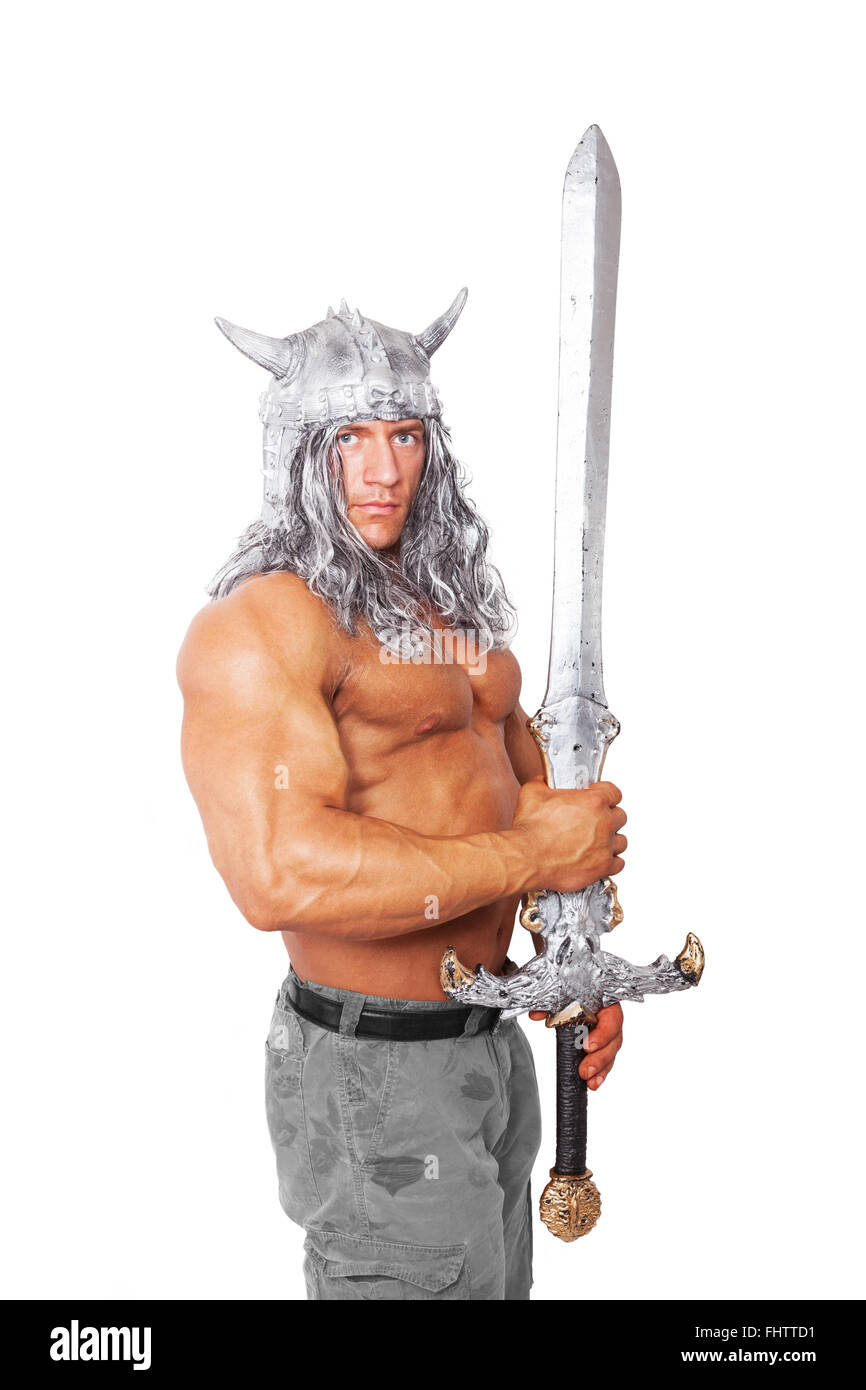 Handsome muscular warrior sword hi-res stock photography and images - Alamy