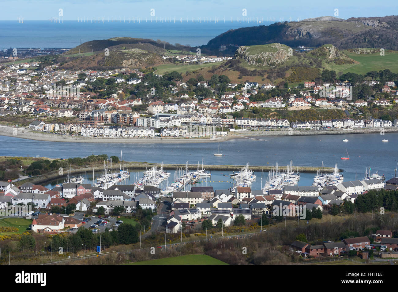 Conwy Marina with the town of Deganwy on the opposite side of the River ...