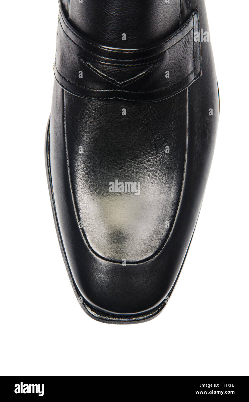 Tip of male shoes isolated on white Stock Photo - Alamy