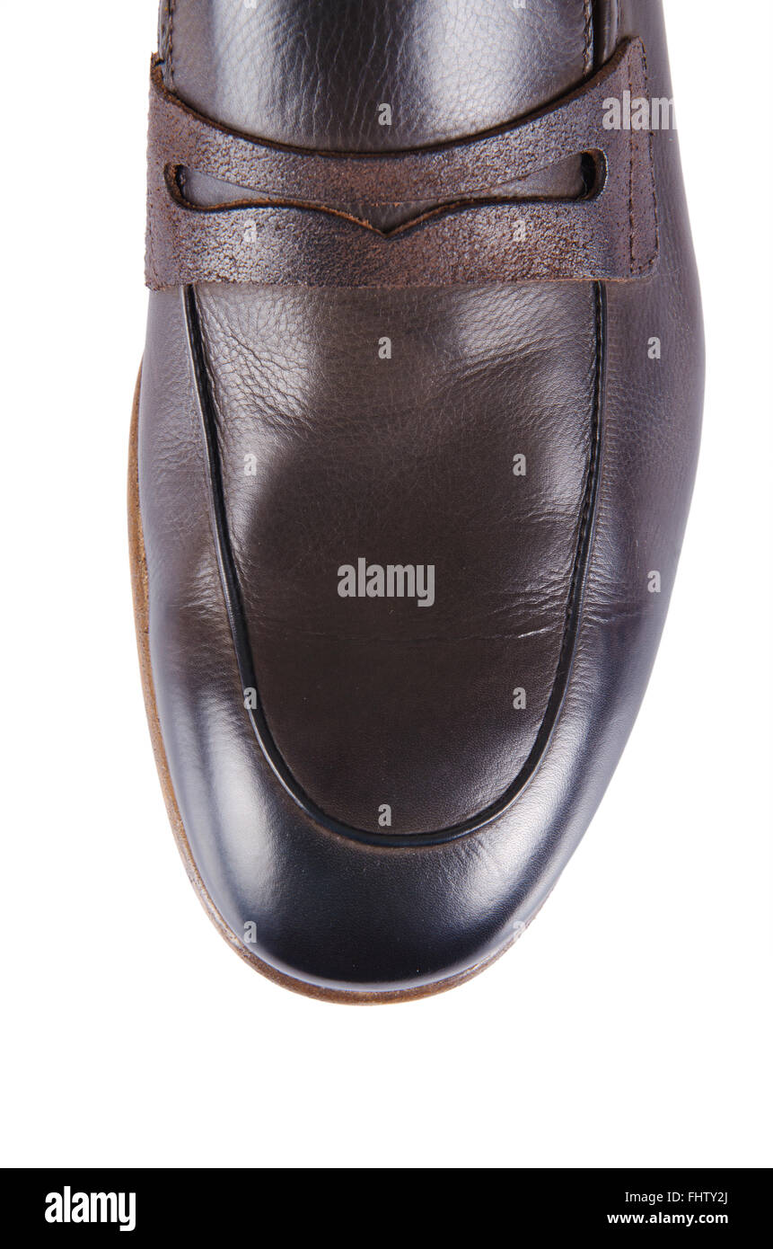 Tip of male shoes isolated on white Stock Photo - Alamy