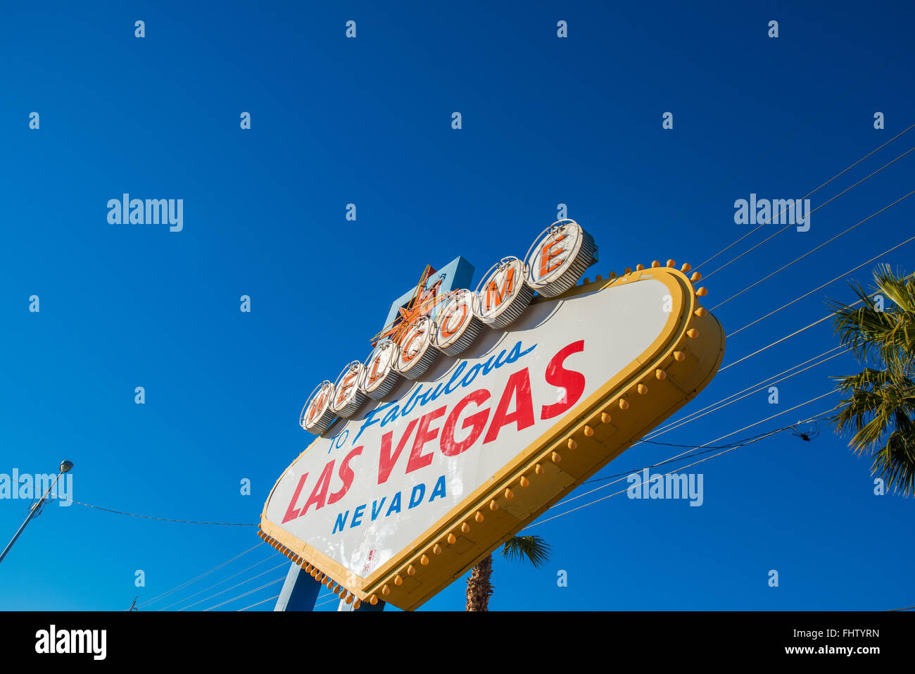 Famous Las Vegas sign on bright sunny day Stock Photo - Alamy