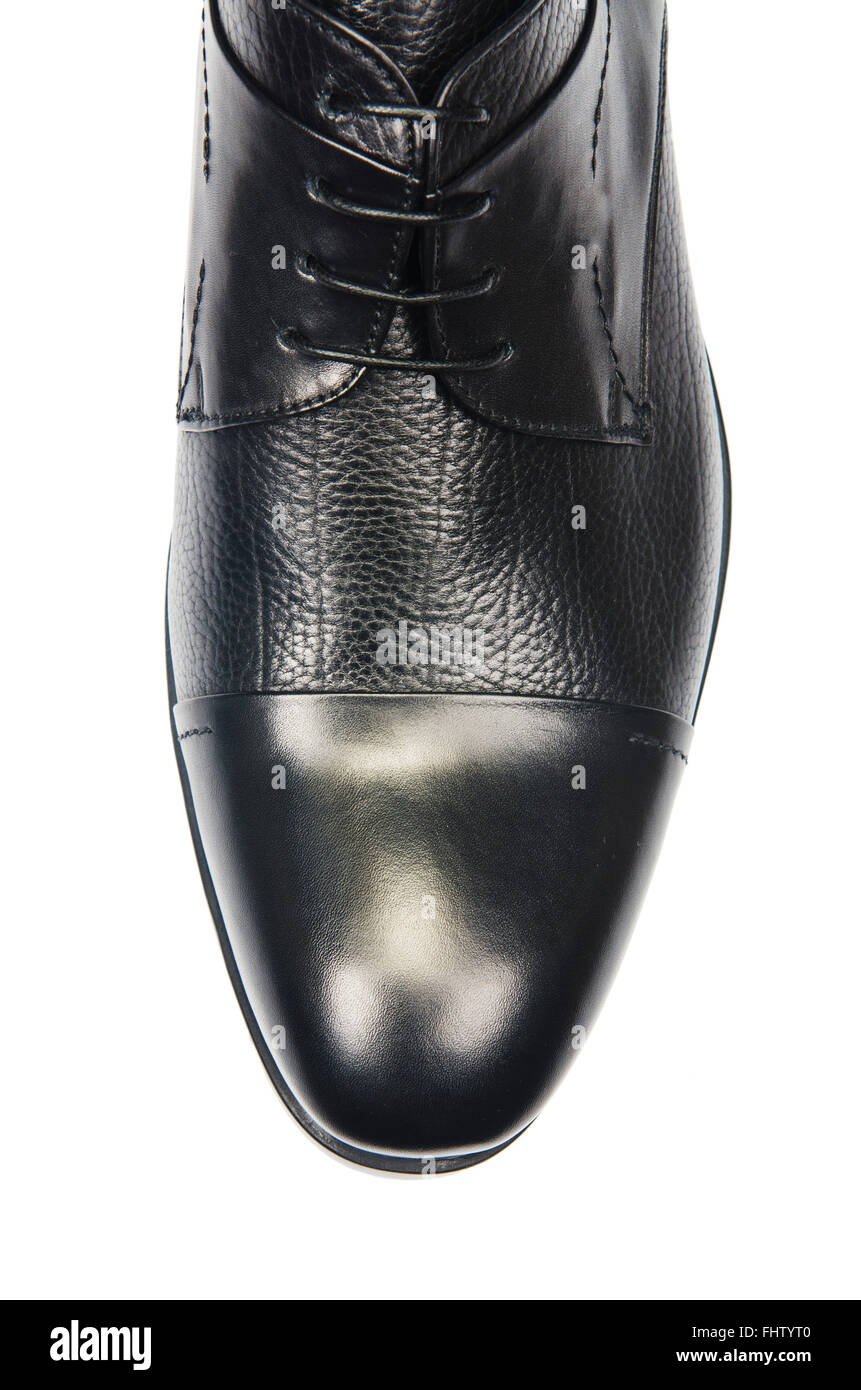Tip of male shoes isolated on white Stock Photo - Alamy