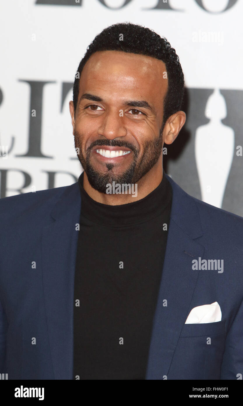 London UK Craig David at BRIT Awards 2016 Red Carpet Arrivals at the O2 ...