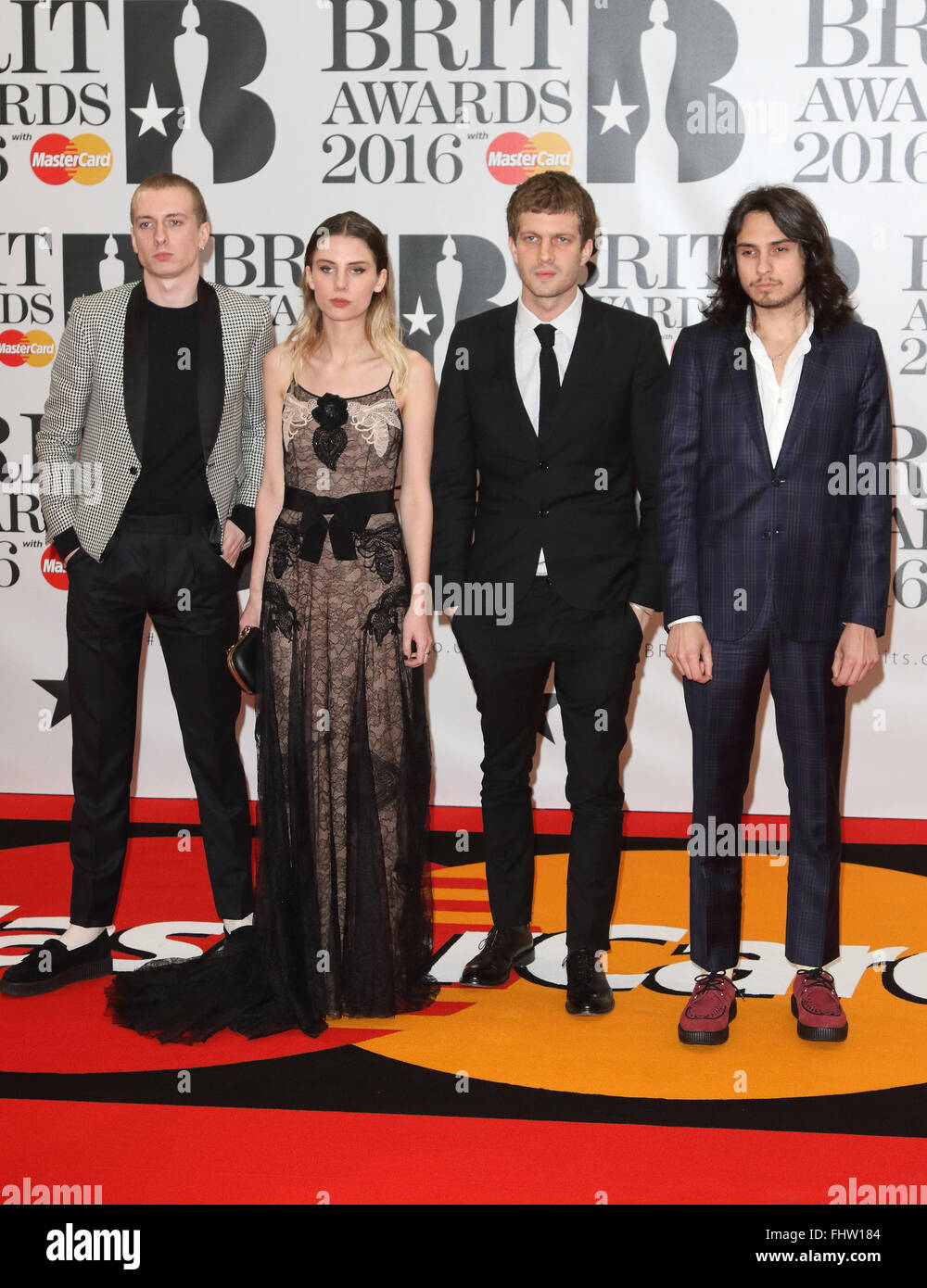 London UK Wolf Alice at BRIT Awards 2016 Red Carpet Arrivals at the O2 ...