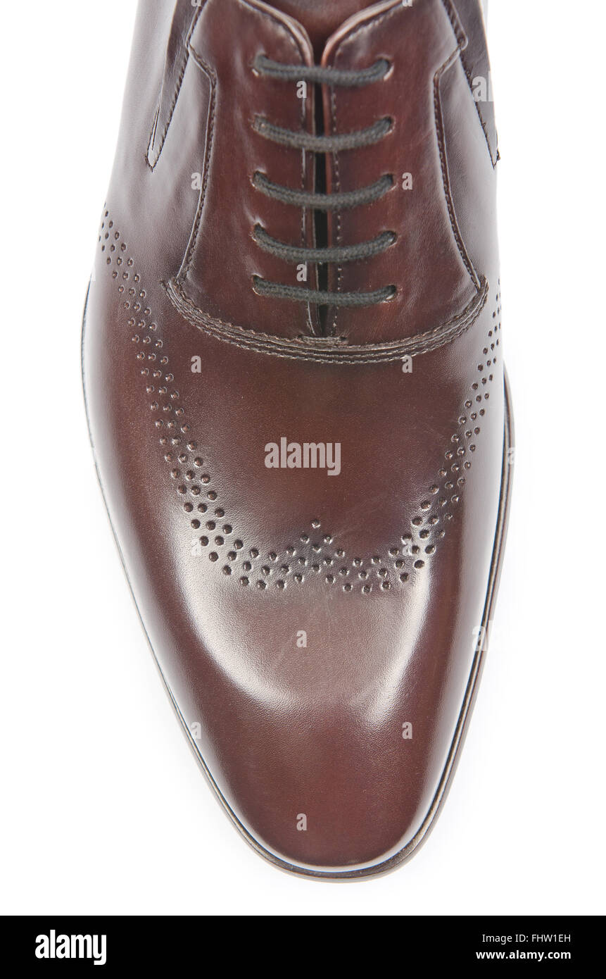 Tip of male shoes isolated on white Stock Photo - Alamy