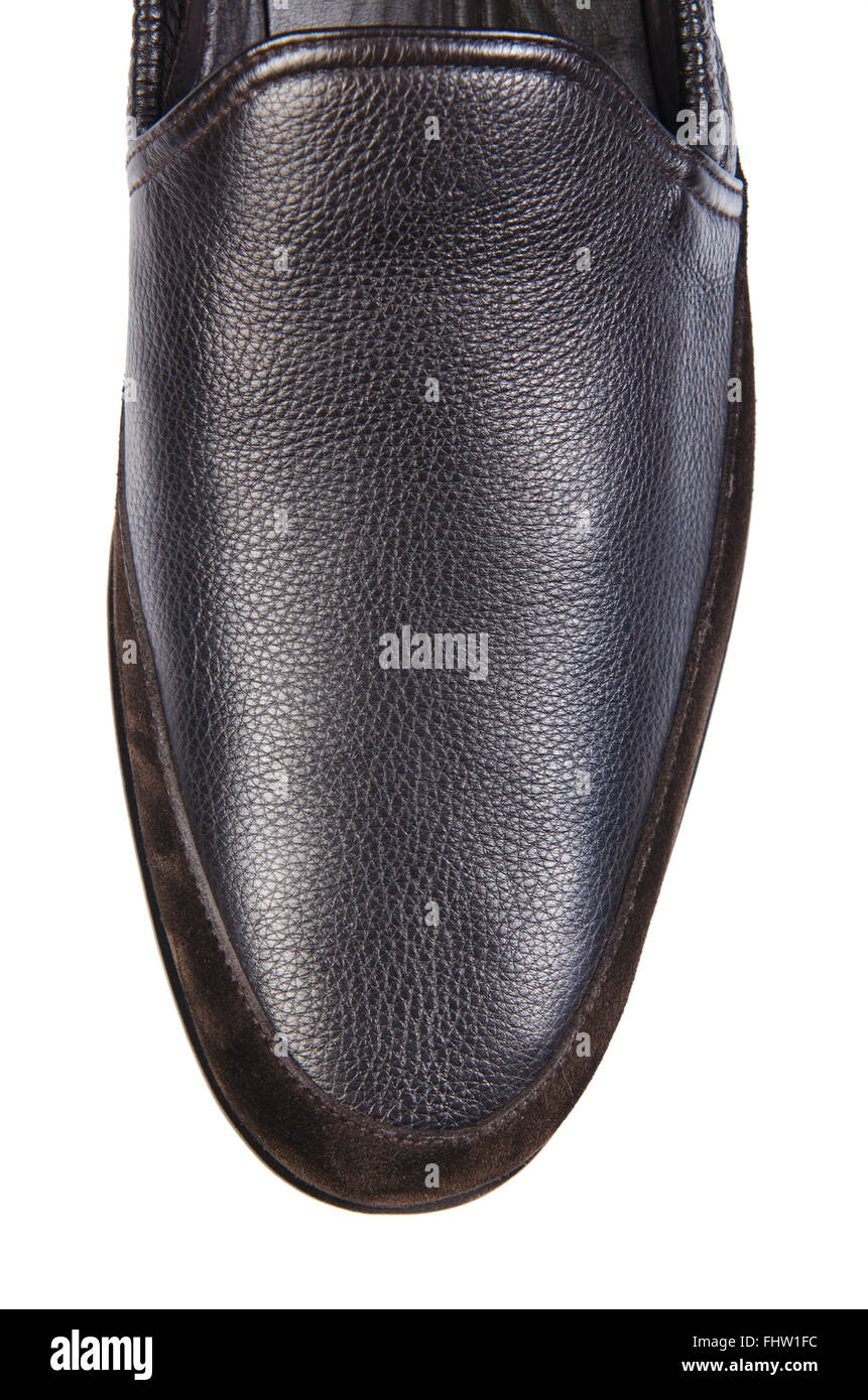 Tip of male shoes isolated on white Stock Photo - Alamy