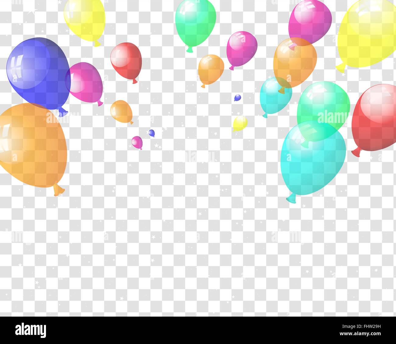 Transparent colorful balloons in air on gray grid background. Vector ...