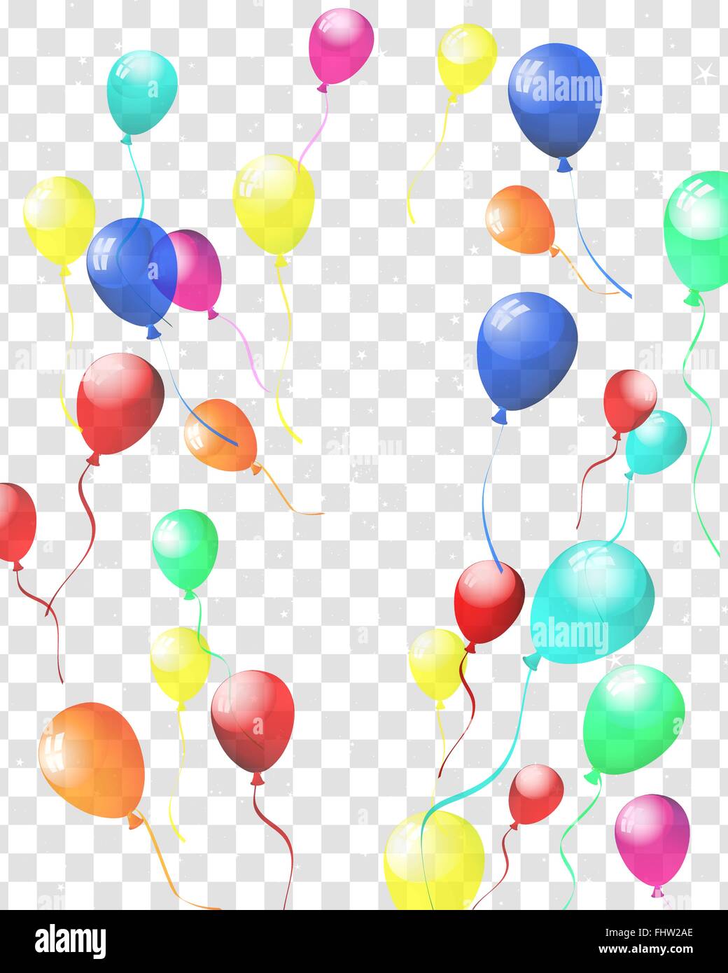 Transparent colorful balloons in air on gray grid background. Vector ...