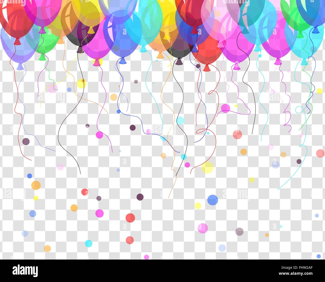 Transparent colorful balloons in air on gray grid background. Vector ...