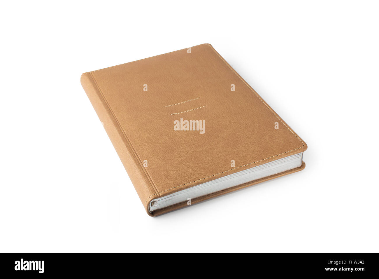 Beige hardcover leather business diary isolated on white background ...