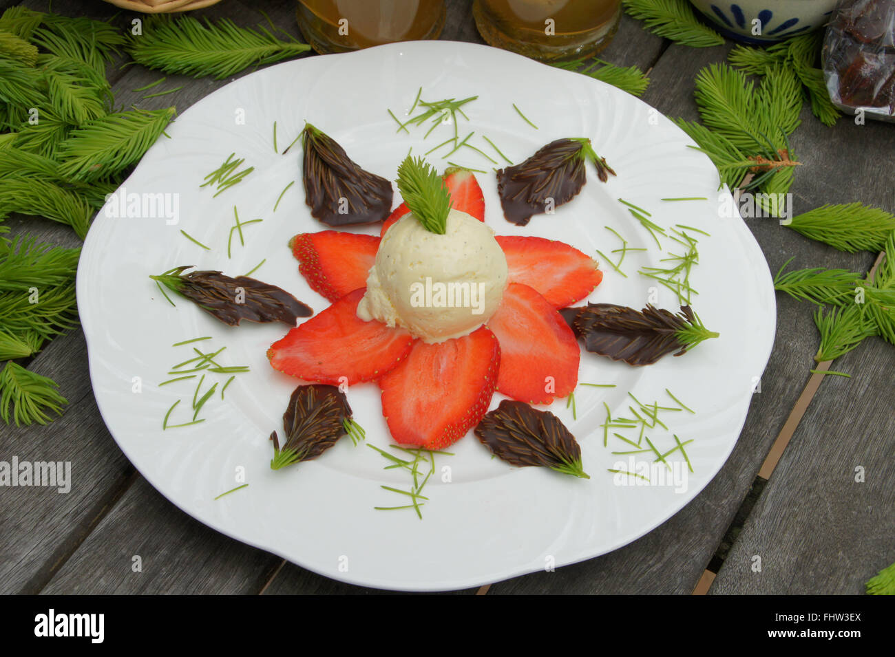 Spruce-food with strawberries Stock Photo - Alamy
