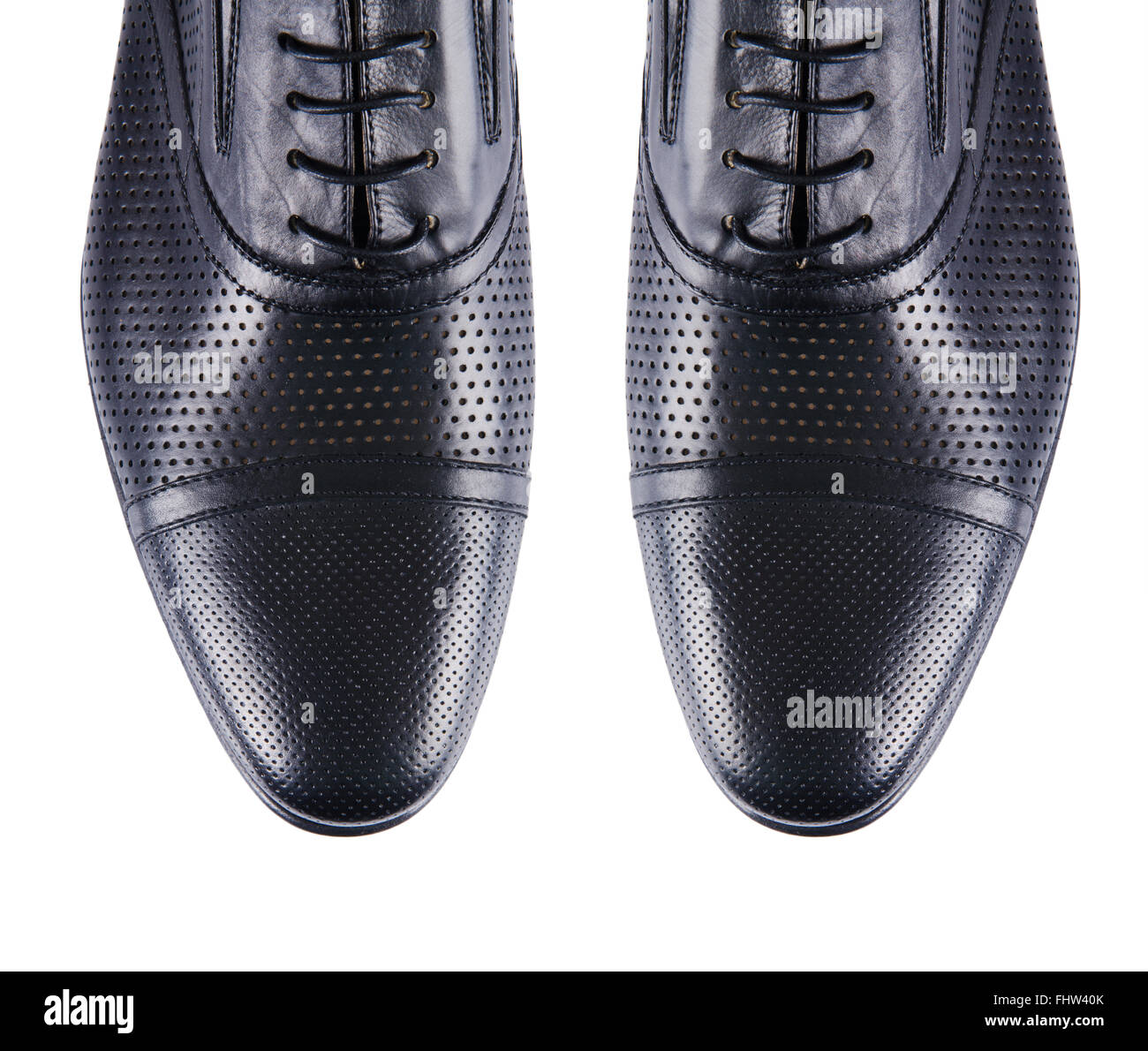 Tip of male shoes isolated on white Stock Photo - Alamy