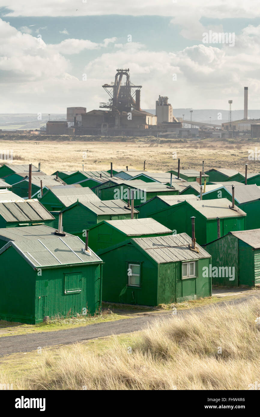 Fisherman's Association huts in the sand dunes at South Gare, Redcar ...
