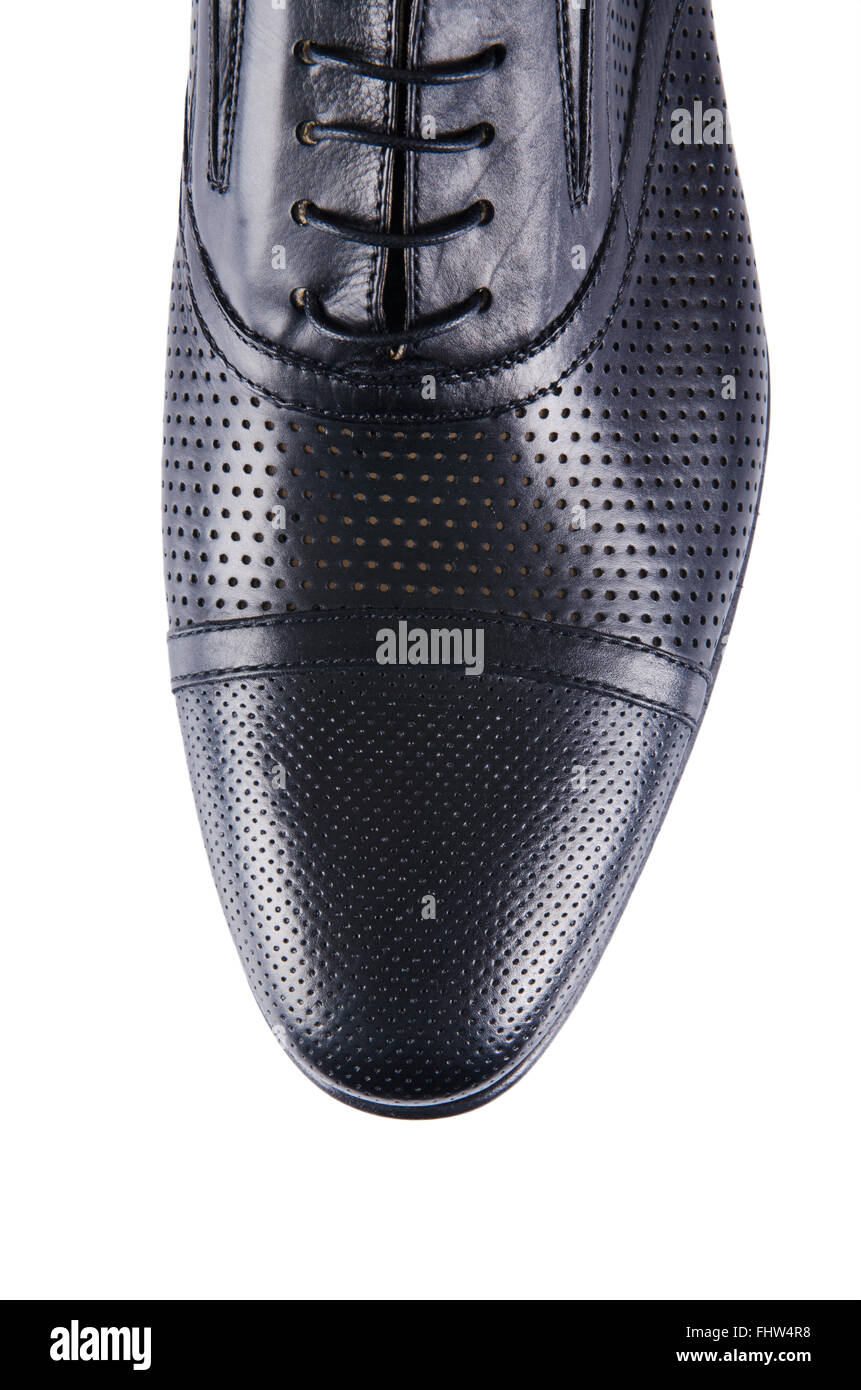 Tip of male shoes isolated on white Stock Photo - Alamy