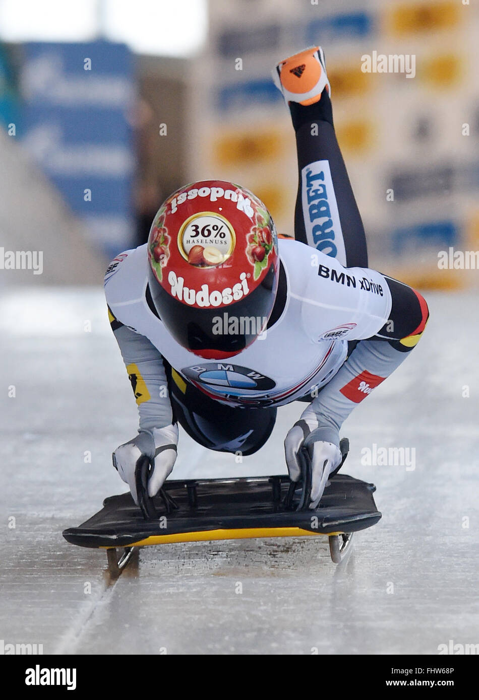 Koenigssee, Germany. 26th February, 2016. German Skeleton pilot Sophia ...