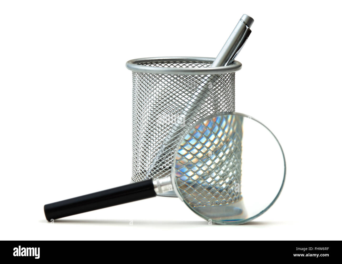 basket and magnifying glass Stock Photo - Alamy