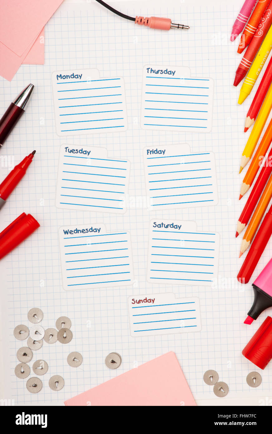 schedule for the week Stock Photo - Alamy