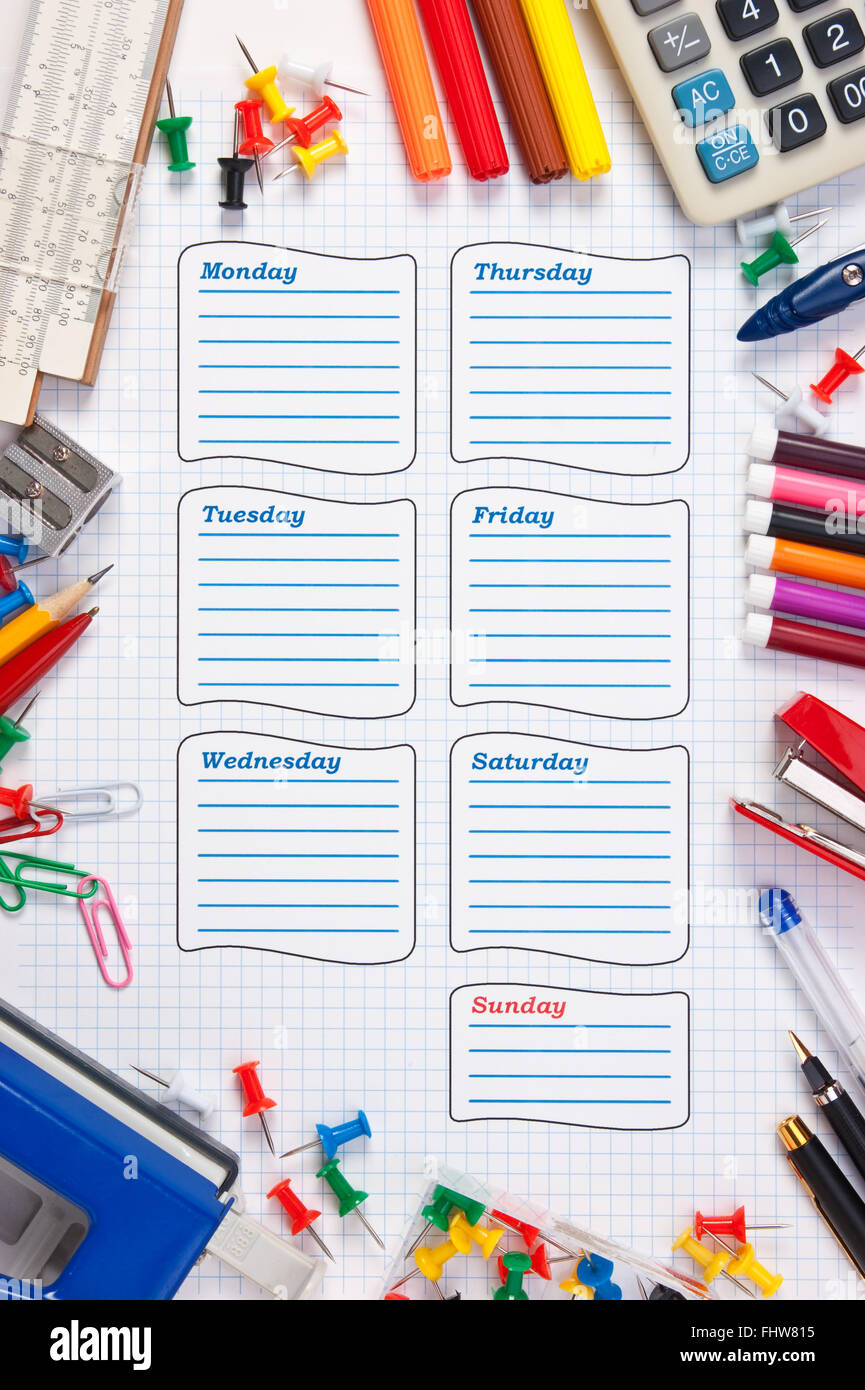 school schedule for the week Stock Photo - Alamy