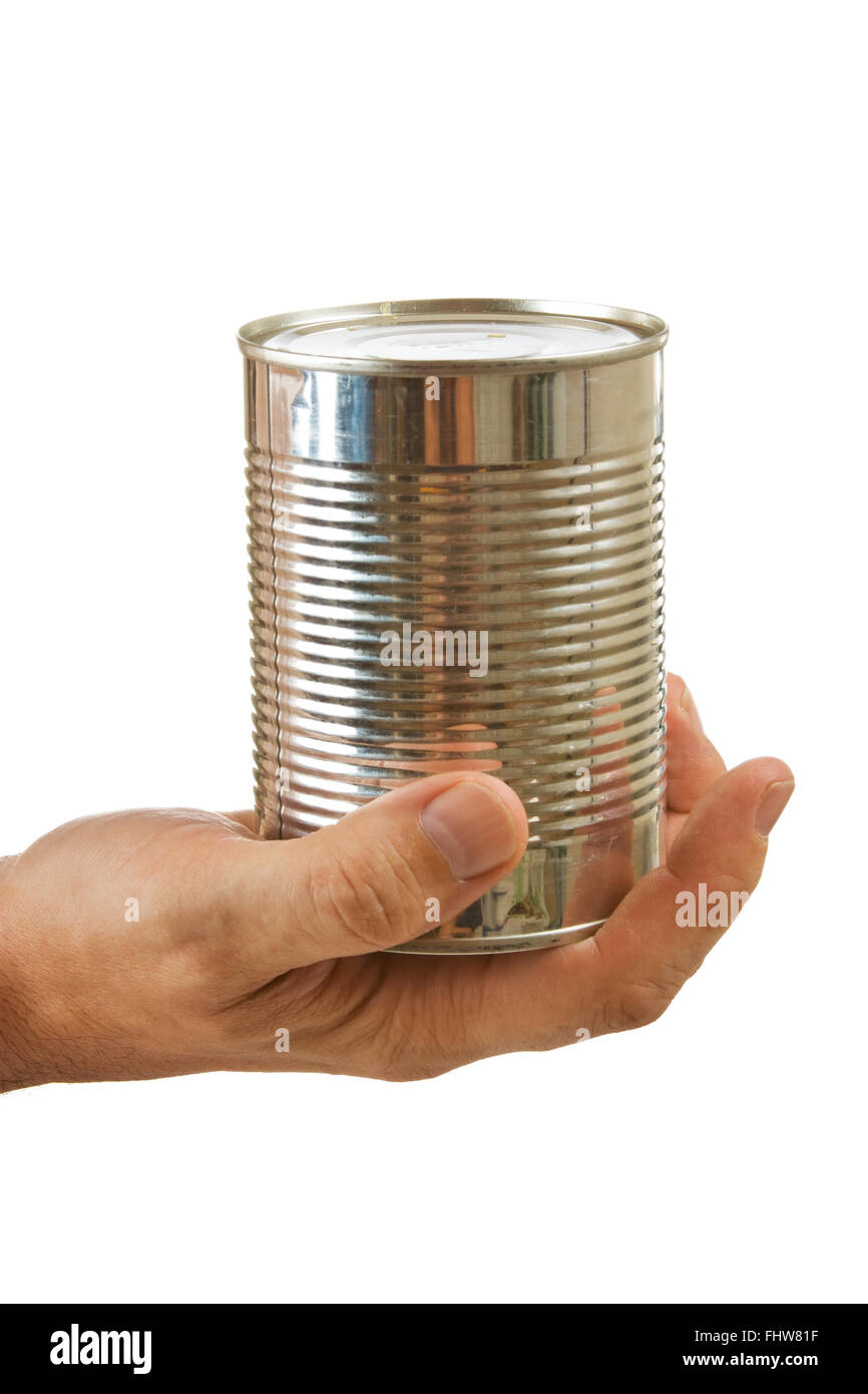 Hand tin food label hi-res stock photography and images - Alamy