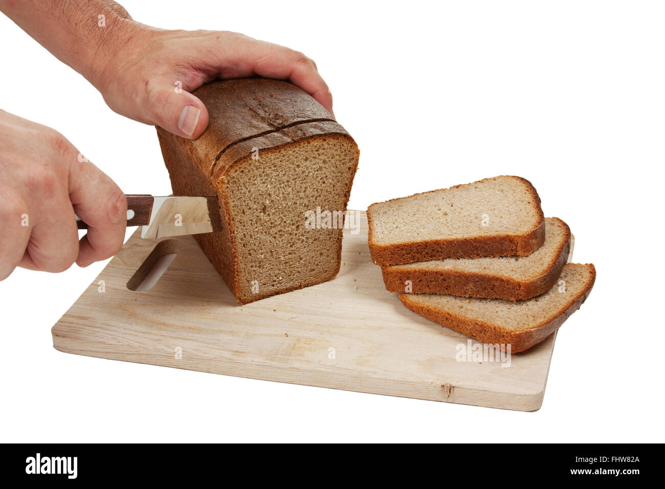 Hand knife sliced bread hi-res stock photography and images - Alamy