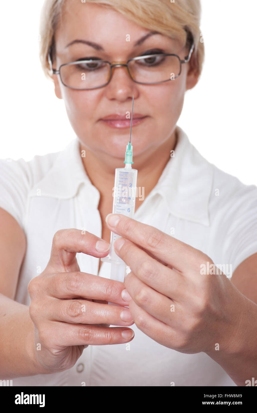 medical doctor woman with syringe Stock Photo - Alamy