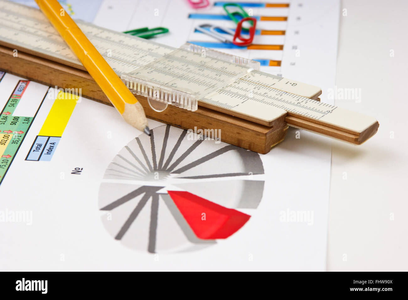slide rule and diagram Stock Photo - Alamy